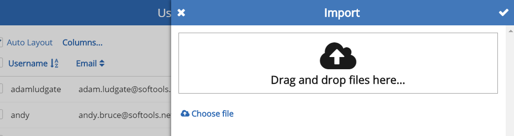 Adding new users via .csv Import – Softools