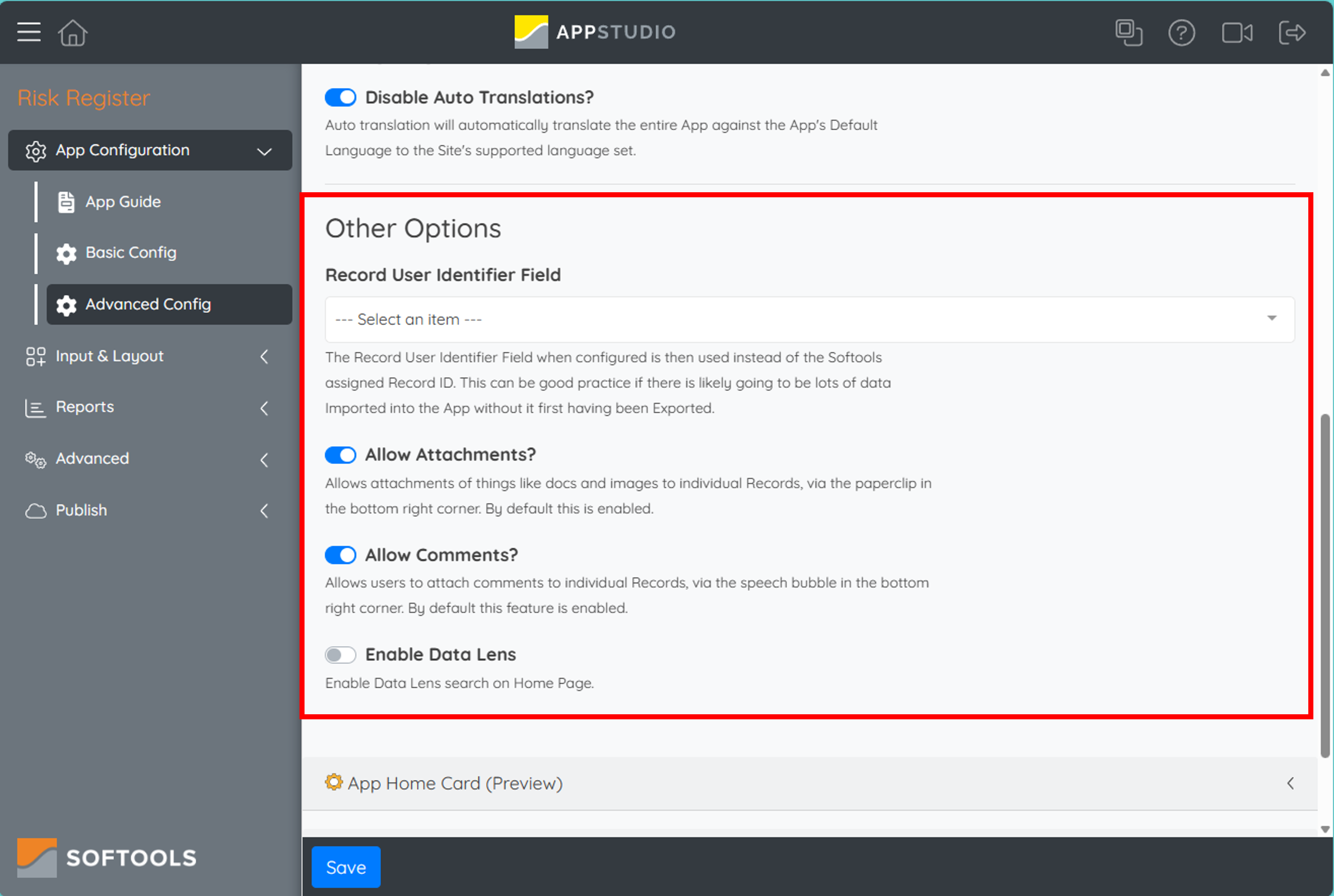 Advanced Config – Softools