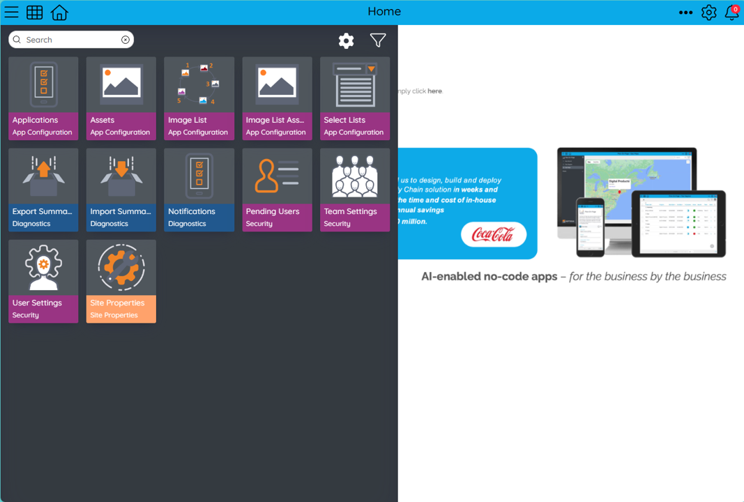 Accessing the Settings Area – Softools