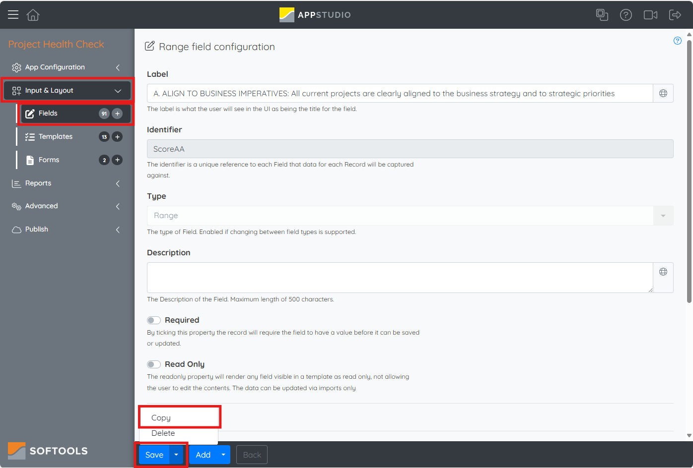 Field Copy – Softools